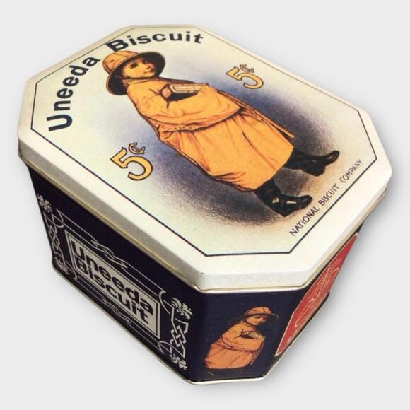Other | Nabisco Uneeda Biscuit Vintage 5 Tin Advertising Box Octagon ...